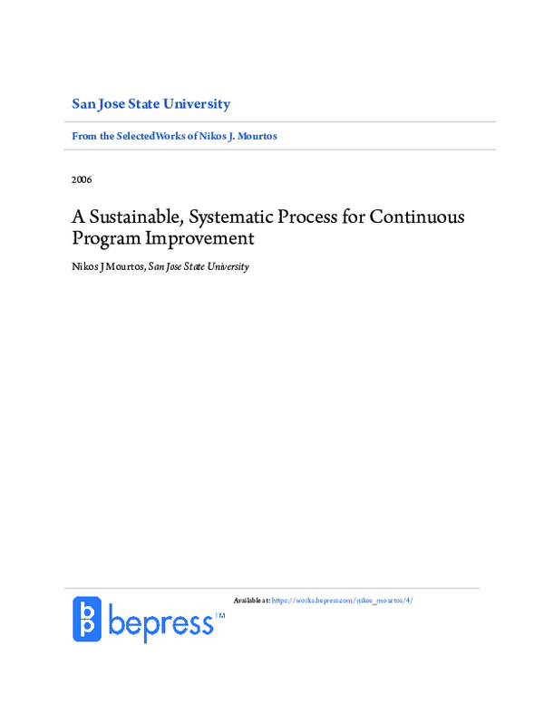 (PDF) A Sustainable, Systematic Process for Continuous Program Improvement