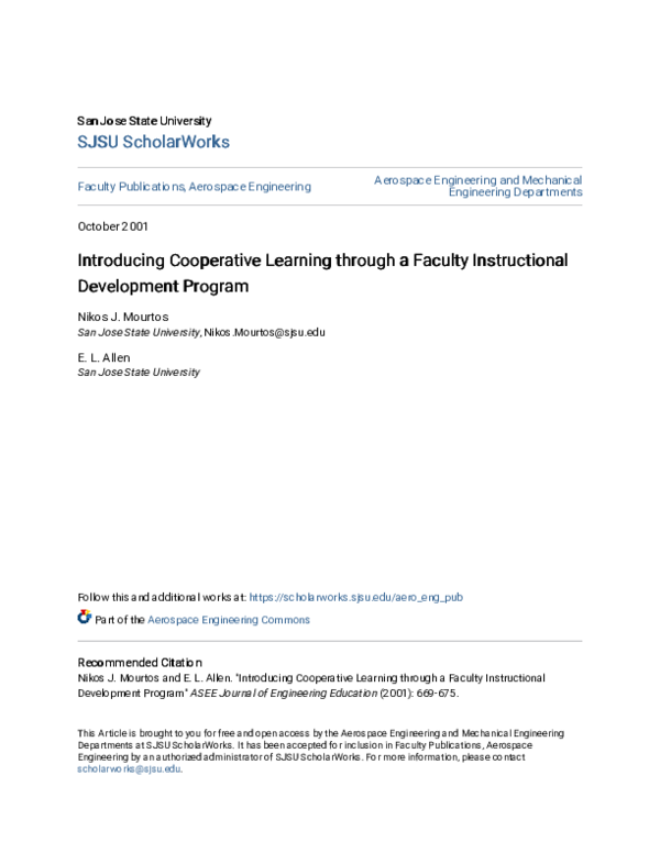 (PDF) Introducing Cooperative Learning through a Faculty Instructional Development Program