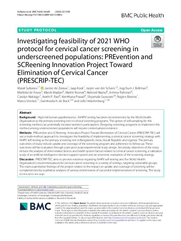 (PDF) Investigating feasibility of 2021 WHO protocol for cervical ...