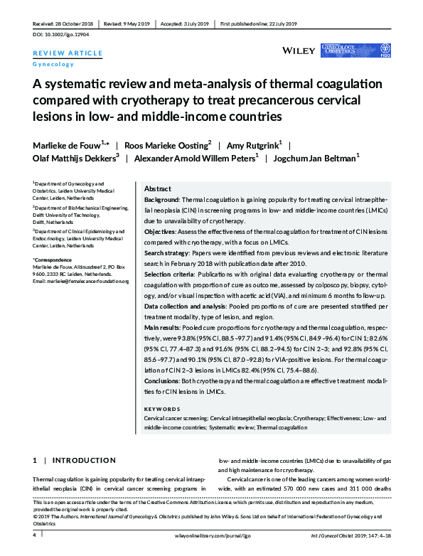 (PDF) A systematic review and meta‐analysis of thermal coagulation ...