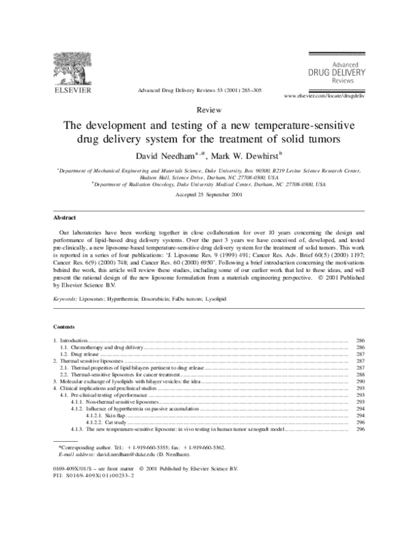 (PDF) The development and testing of a new temperature-sensitive drug ...