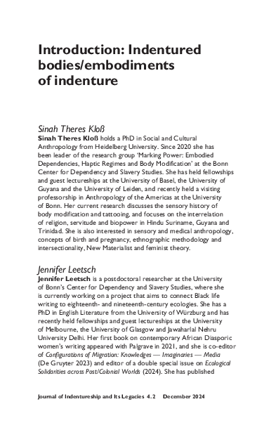 (PDF) Introduction: Indentured bodies/embodiments of indenture