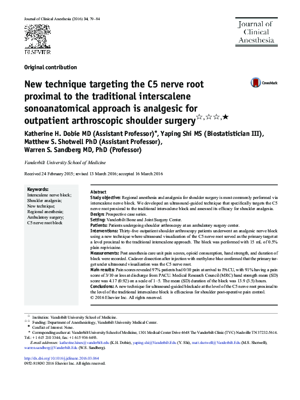 (PDF) New technique targeting the C5 nerve root proximal to the ...