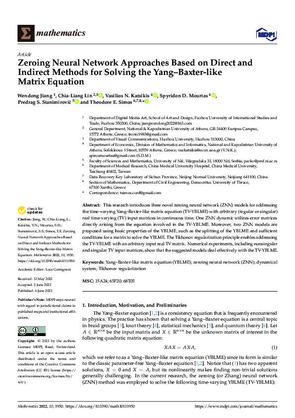 (PDF) Zeroing Neural Network Approaches Based on Direct and Indirect ...