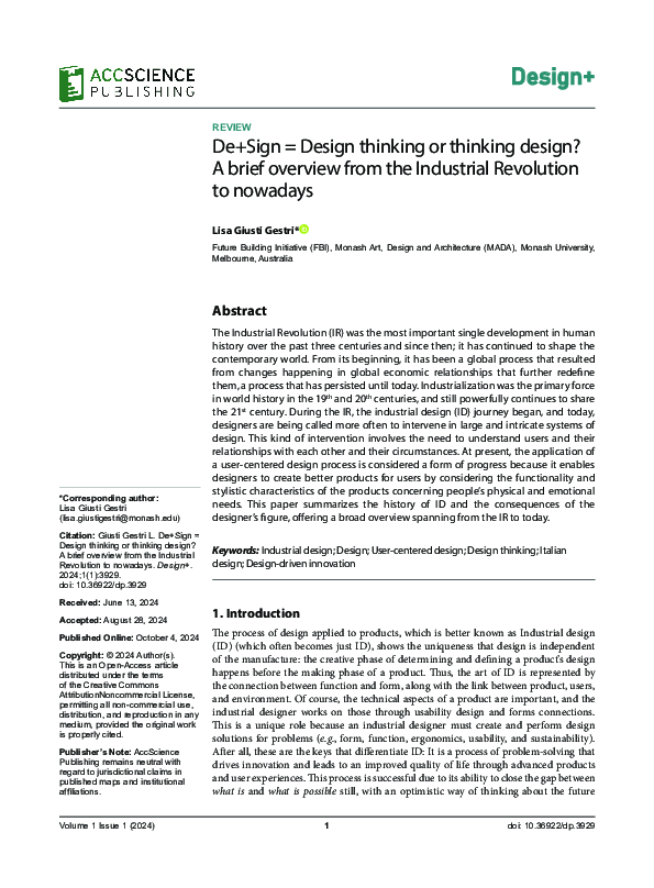 (PDF) De+Sign = Design thinking or thinking design? A brief overview ...