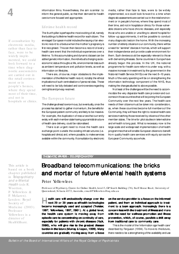 (PDF) Broadband telecommunications: the bricks and mortar of future ...