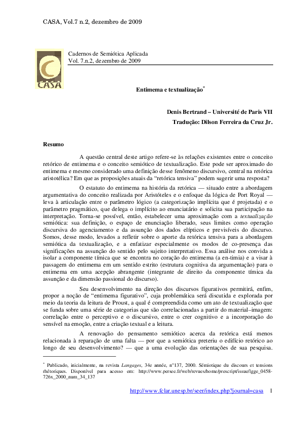 (PDF) Entimema e textualização