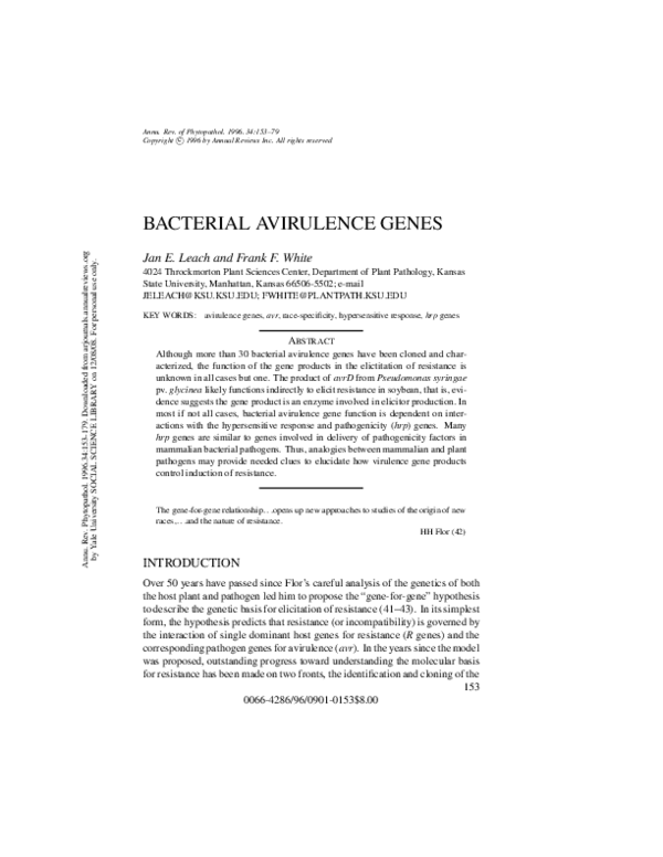 (PDF) Bacterial Avirulence Genes