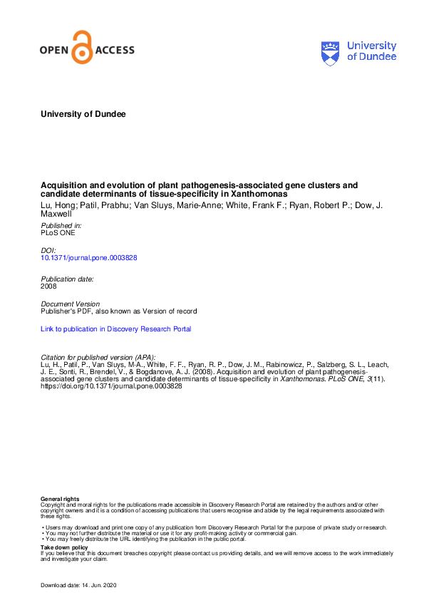 (PDF) Acquisition and Evolution of Plant Pathogenesis–Associated Gene ...