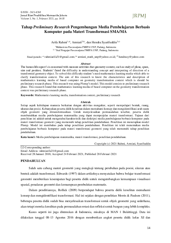 (PDF) Tahap Preliminary Research Pengembangan Media Pembelajaran Berbasis Komputer pada Materi ...