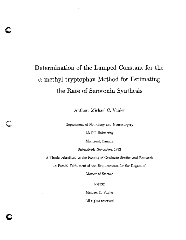 (PDF) Determination of the Lumped Constant for the α-Methyltryptophan ...