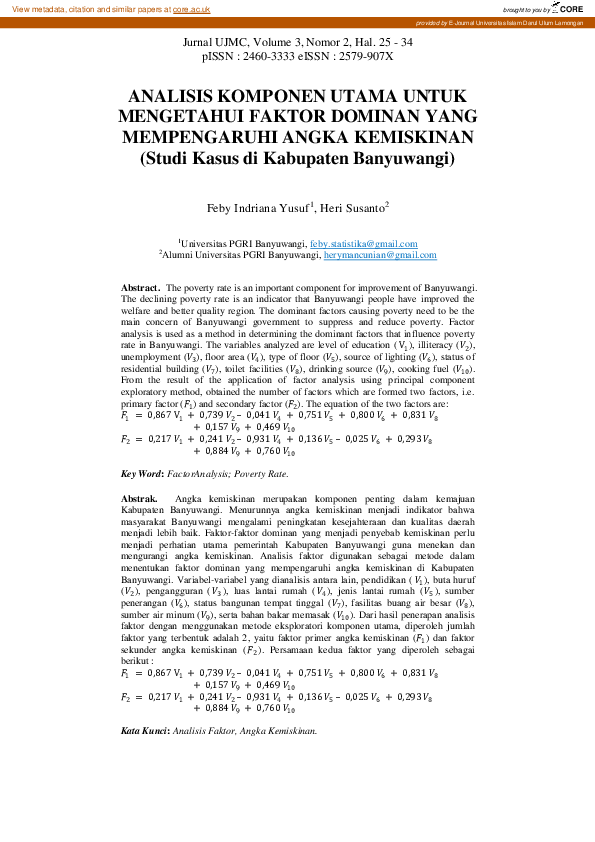 (PDF) ANALISIS KOMPONEN UTAMA UNTUK MENGETAHUI FAKTOR DOMINAN YANG ...