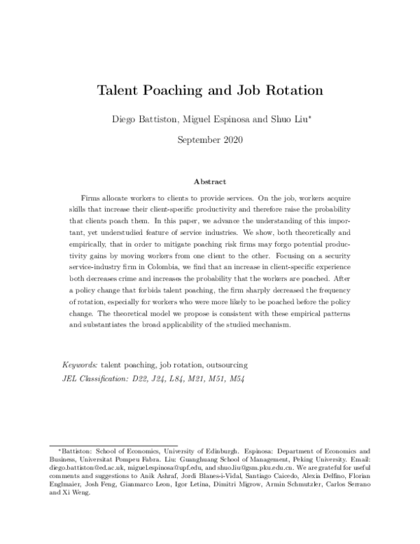(PDF) Talent Poaching and Job Rotation