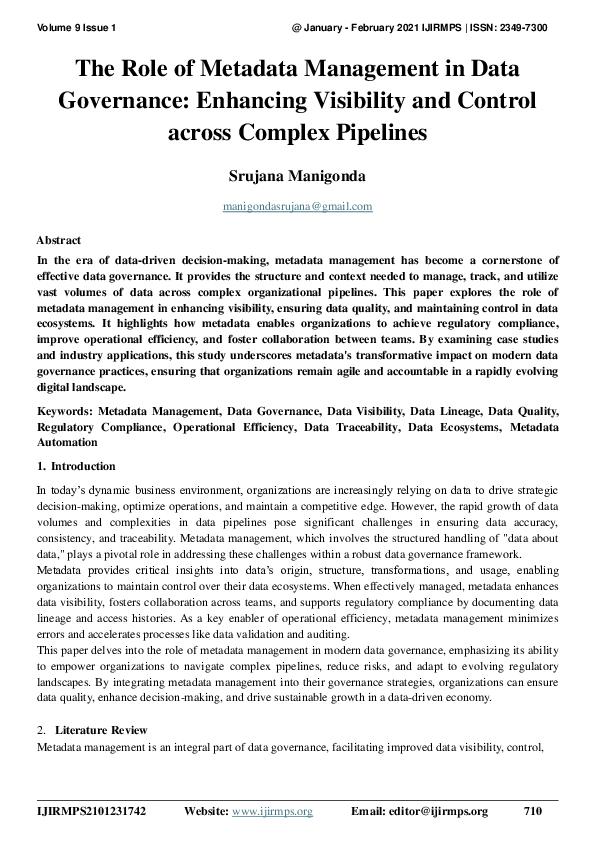 (PDF) The Role of Metadata Management in Data Governance: Enhancing ...