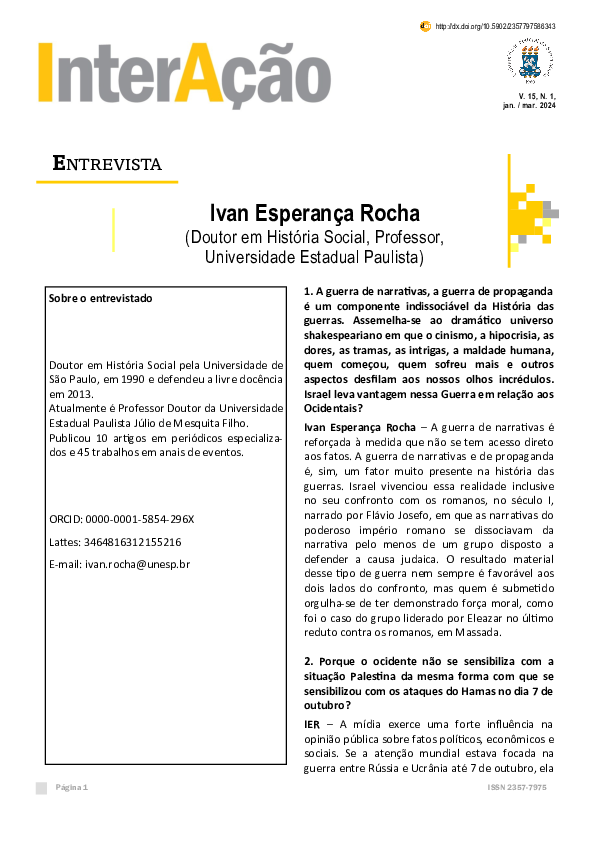 (PDF) Entrevista com Ivan Esperança Rocha