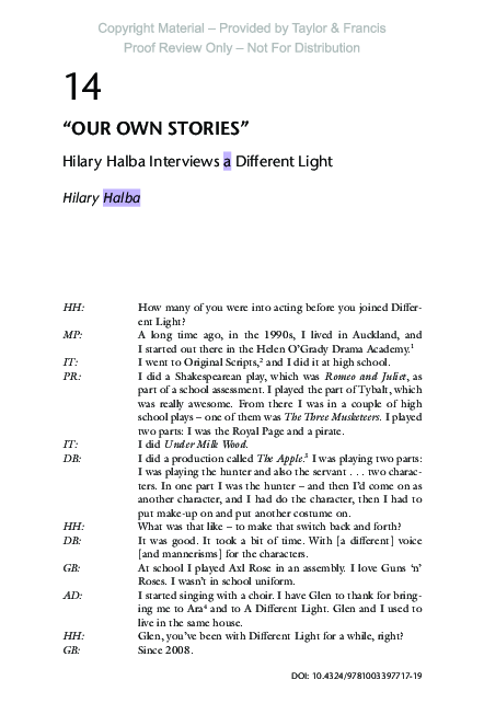 (PDF) "Our Own Stories" Hilary Halba interviews A Different Light