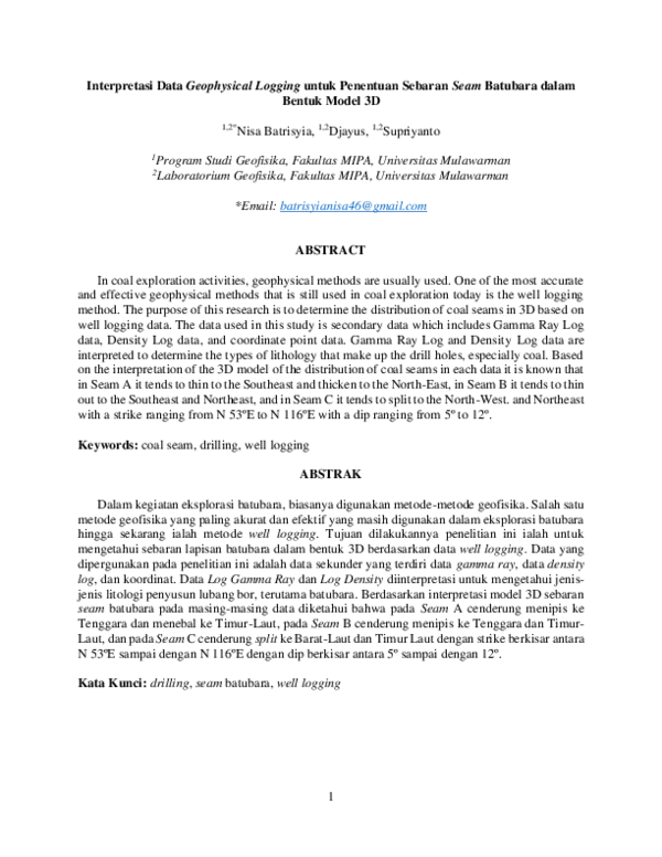 (PDF) Interpretasi Data Geophysical Logging untuk Penentuan Sebaran ...