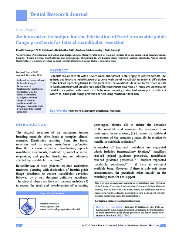 (PDF) An innovative technique for the fabrication of fixed removable ...