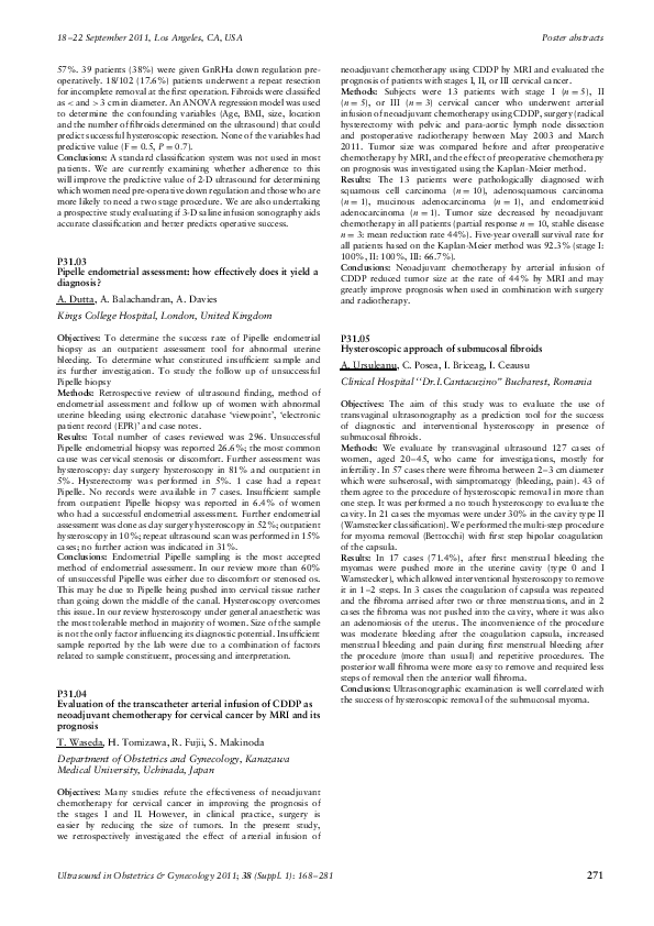 (PDF) P31.05: Hysteroscopic approach of submucosal fibroids