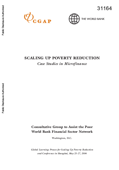 (PDF) Scaling up poverty reduction: case studies in microfinance