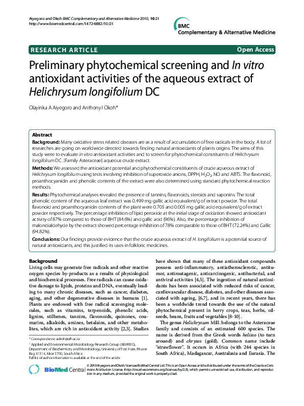 (PDF) Preliminary phytochemical screening and In vitro antioxidant activities of the aqueous ...