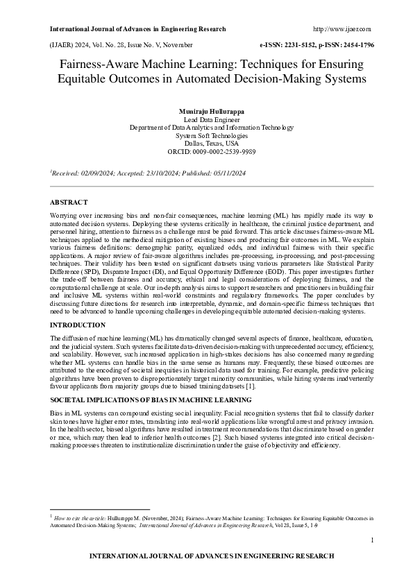 (PDF) Fairness-Aware Machine Learning: Techniques for Ensuring Equitable Outcomes in Automated ...