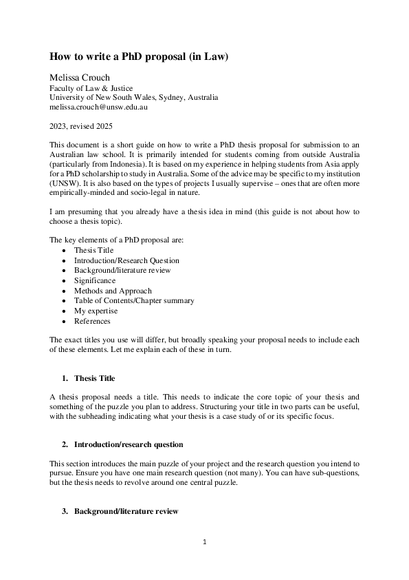 (PDF) How to write a PhD proposal (in Law