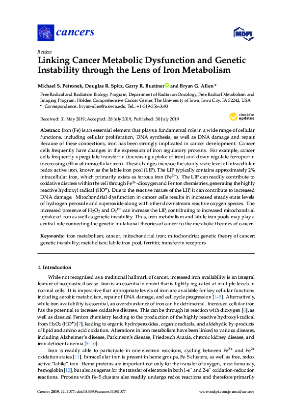 (PDF) Linking Cancer Metabolic Dysfunction and Genetic Instability ...