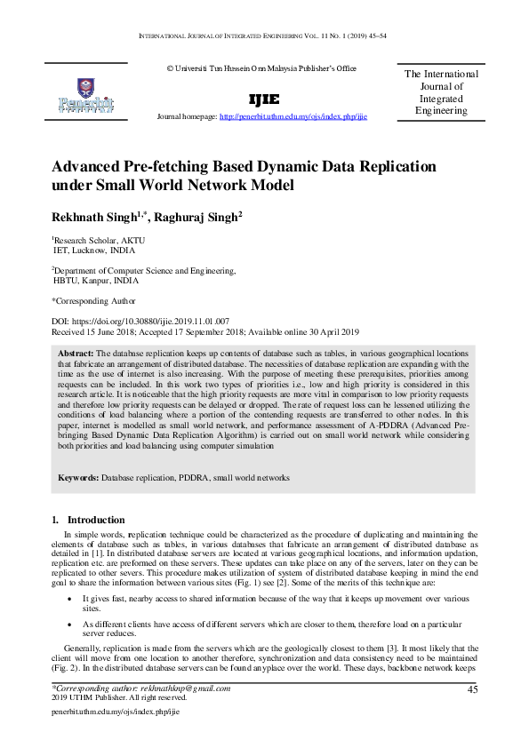 (PDF) Advanced Pre-fetching Based Dynamic Data Replication under Small World Network Model