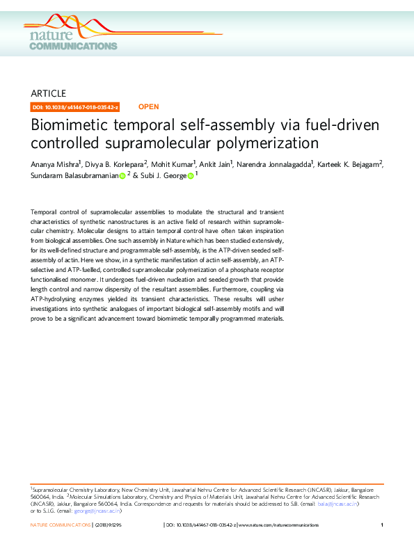 (PDF) Biomimetic temporal self-assembly via fuel-driven controlled ...