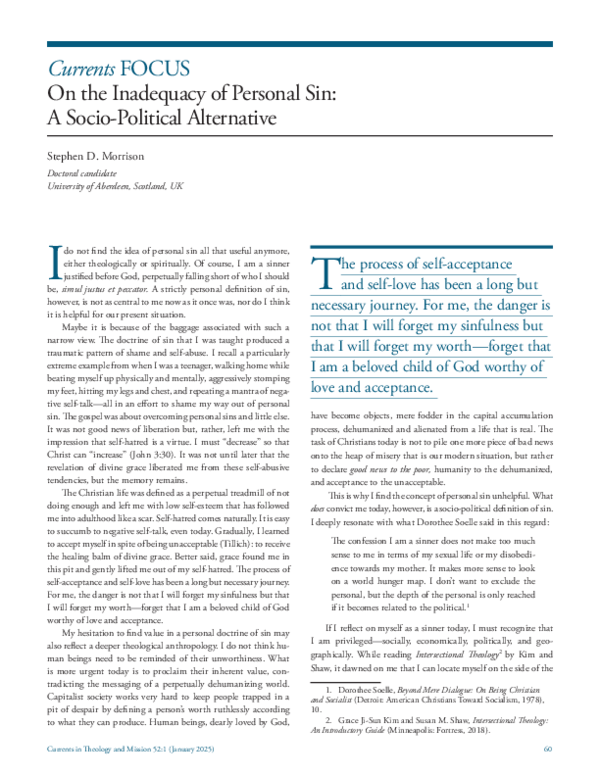 (PDF) On the Inadequacy of Personal Sin