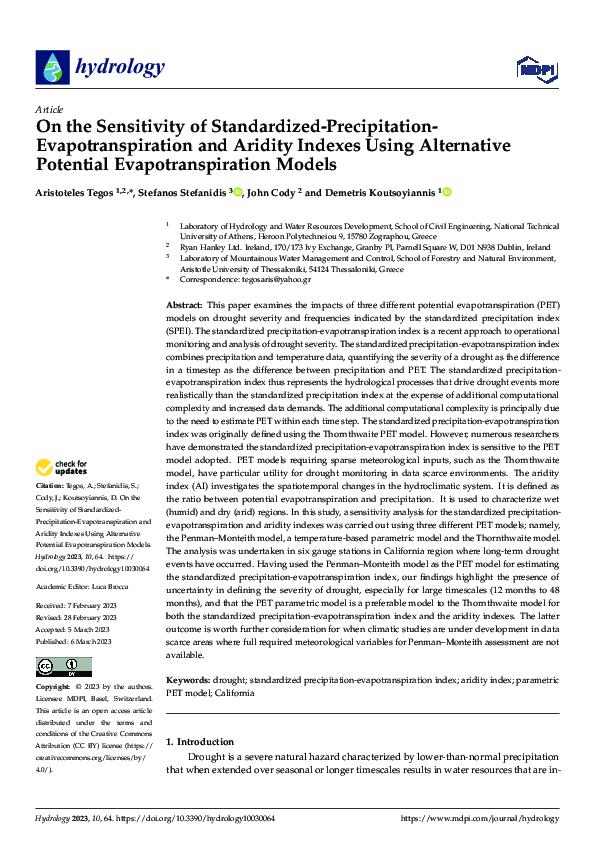 (PDF) On the Sensitivity of Standardized-Precipitation-Evapotranspiration and Aridity Indexes ...