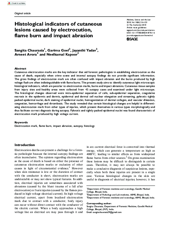 (PDF) Histological indicators of cutaneous lesions caused by ...