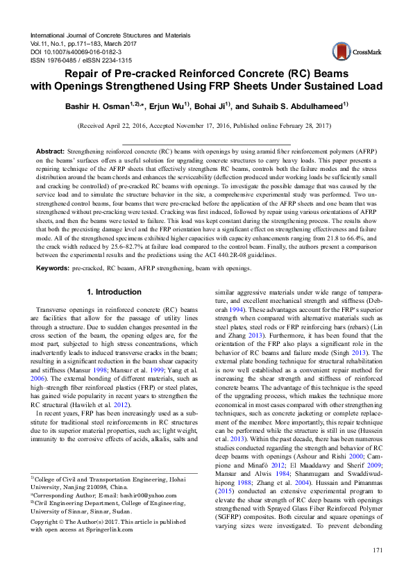 (PDF) Repair of Pre-cracked Reinforced Concrete (RC) Beams with ...