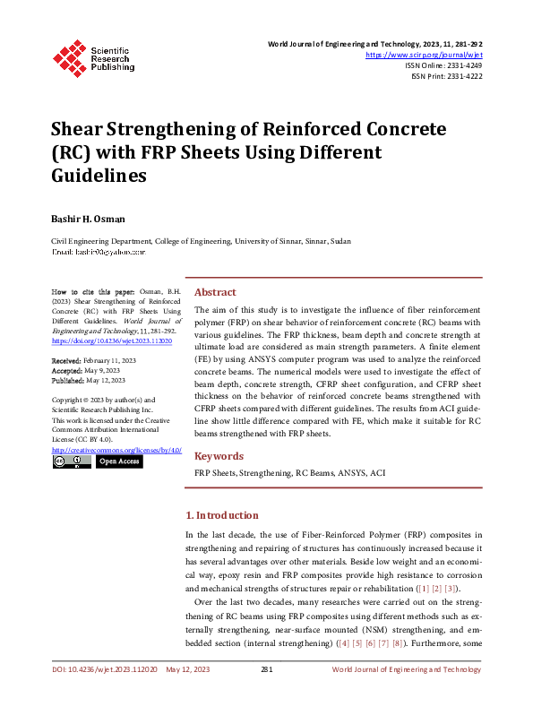 (PDF) Shear Strengthening of Reinforced Concrete (RC) with FRP Sheets ...