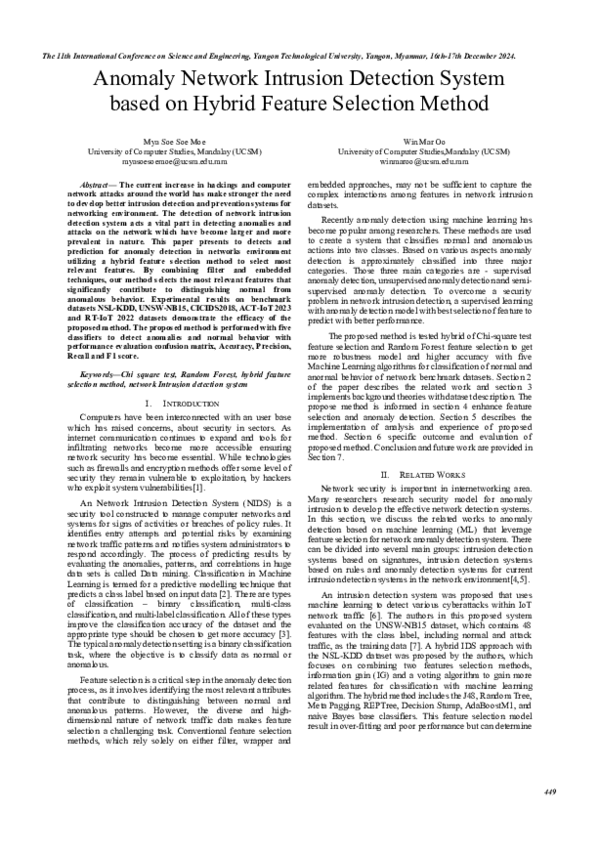 (PDF) Anomaly Network Intrusion Detection System based on Hybrid ...