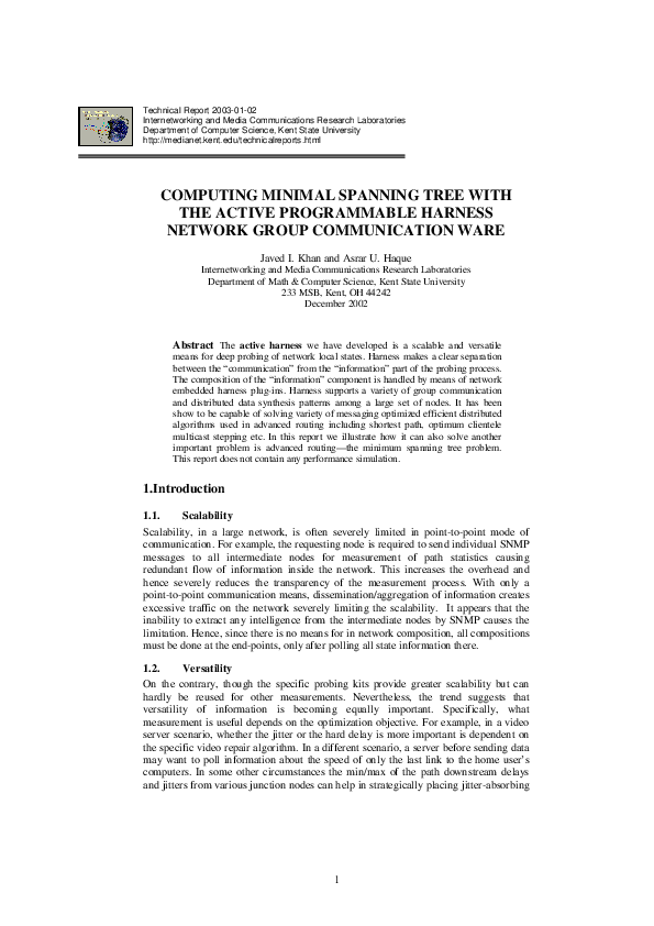 (PDF) Computing Minimal Spanning Tree With The Active Programmable Harness Network Group ...