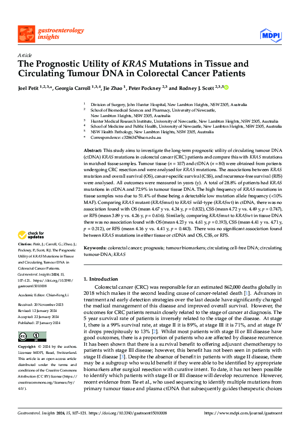 (PDF) The Prognostic Utility of KRAS Mutations in Tissue and ...