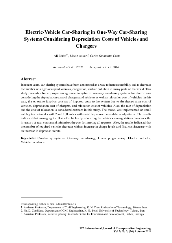 Pdf Electric Vehicle Car Sharing In One Way Car Sharing Systems Considering Depreciation Costs