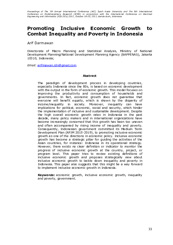 (PDF) Promoting Inclusive Economic Growth to Combat Inequality and ...