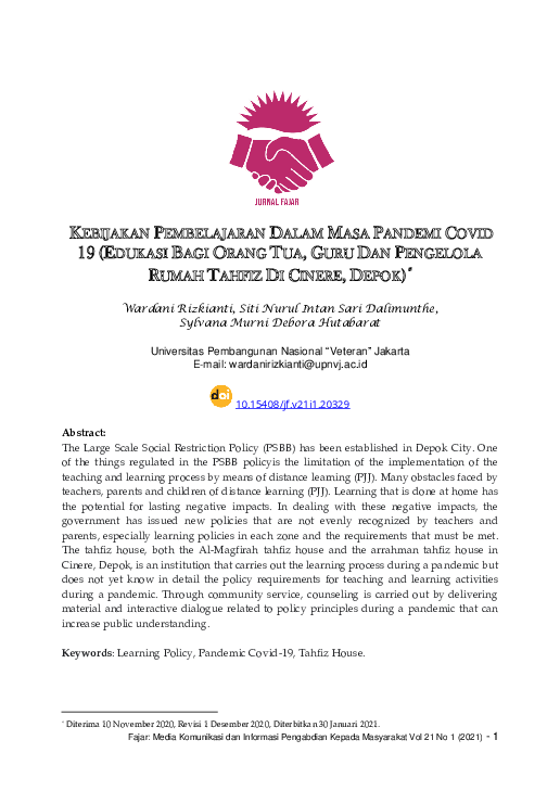 (PDF) Kebijakan Pembelajaran Dalam Masa Pandemi Covid 19 (Edukasi Bagi Orang Tua, Guru Dan ...