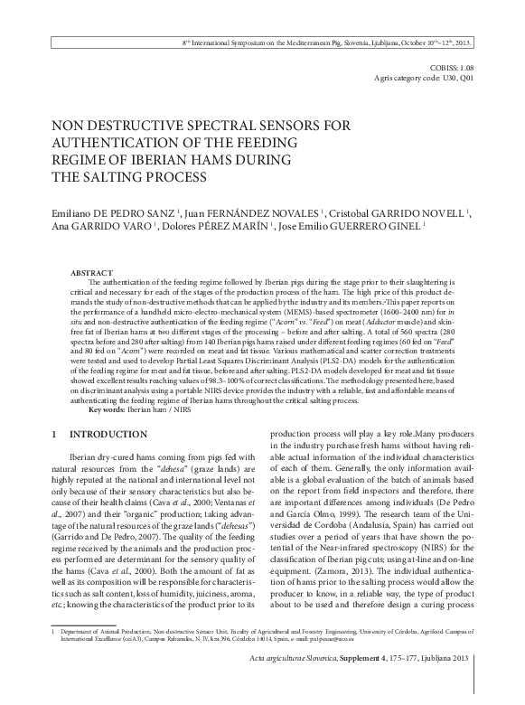 (PDF) Agris category code : U 30 , Q 01 NON DESTRUCTIVE SPECTRAL SENSORS FOR AUTHENTICATION OF ...