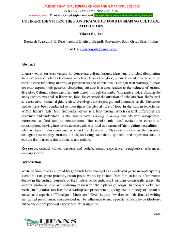 (PDF) CULINARY IDENTITIES: THE SIGNIFICANCE OF FOOD IN SHAPING CULTURAL ...