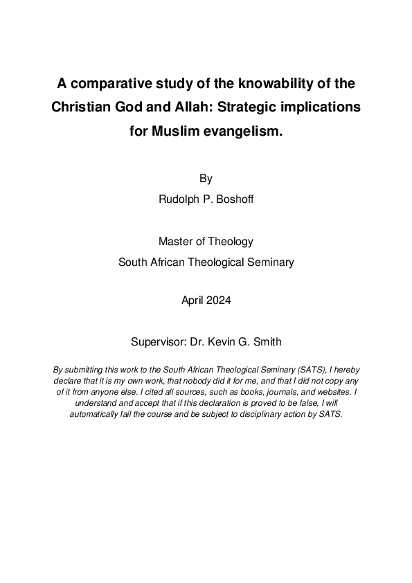 (PDF) A comparative study of the knowability of the Christian God and ...