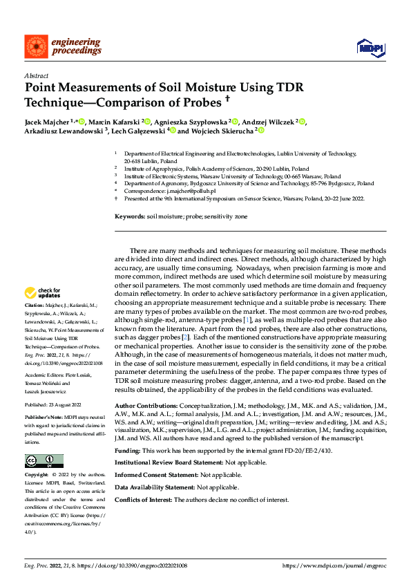 (PDF) Point Measurements of Soil Moisture Using TDR Technique ...