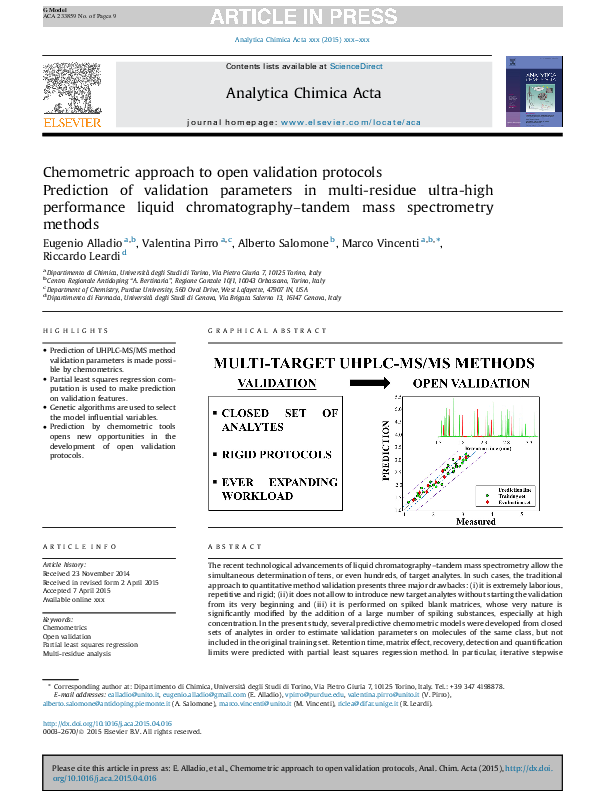 Pdf Chemometric Approach To Open Validation Protocols Prediction Of Validation Parameters In