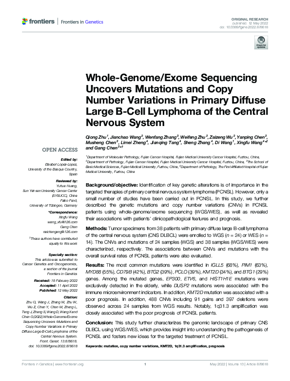 (PDF) Whole-Genome/Exome Sequencing Uncovers Mutations and Copy Number Variations in Primary ...