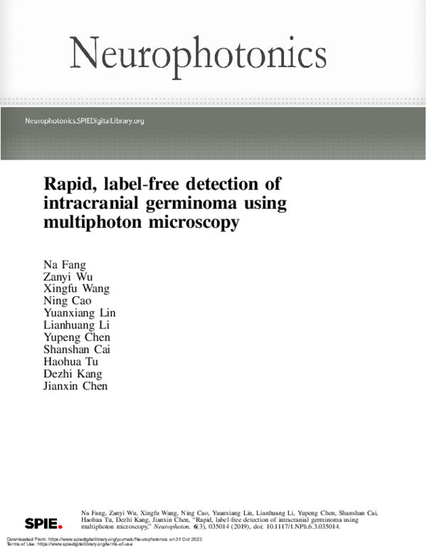 (PDF) Rapid, label‐free detection of intracranial germinoma using ...