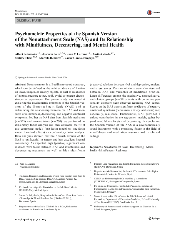 (PDF) Psychometric properties of the Spanish version of the self-report ...