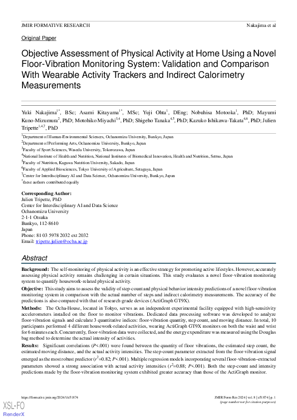 (PDF) Objective Assessment of Physical Activity at Home Using a Novel ...